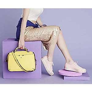 Niko Ineko Women's Uptown Satchel Kitty Face Eyes Snout Hardware Mustard Yellow