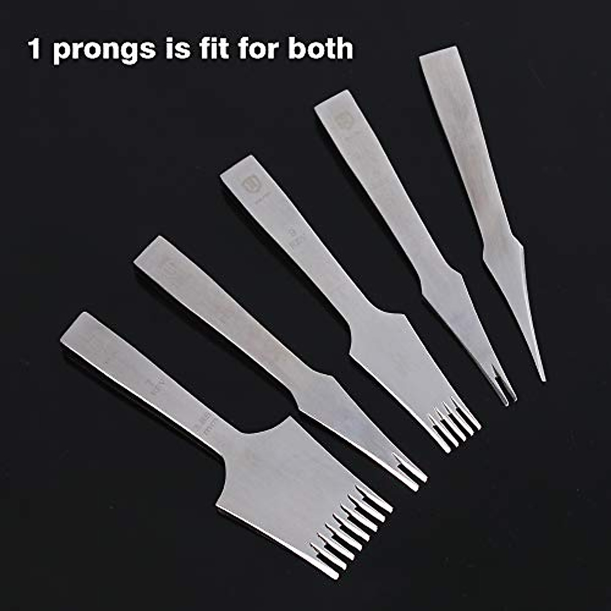 WUTA Sharp French Style Pricking Iron Leather Chisel All-Polished Punching Tool Kits,Obverse 3.85 mm 2 Teeth+8 Teeth