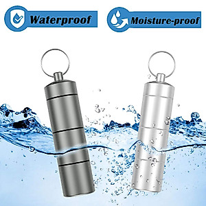 Large Keychain Pill Holder, EFFIET 3 Compartments Metal Pill Fob Case, Travel Medicine Container for Emergency Pills/Vitamin/Fish Oils/Capsule, Waterproof for Travel, Hiking, Camping (Matt Finished)