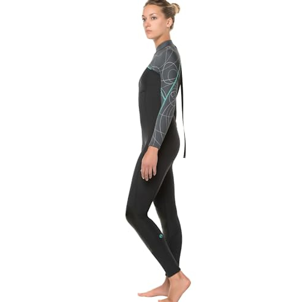 BARE 3/2MM Women's Elate Full Wetsuit | Comfortable high Stretch Neoprene Material | Long Sleeve | Great for All Watersports, Scuba Diving and Snorkeling | Grey 02