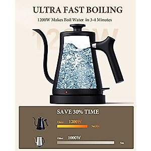 Ulalov Gooseneck Electric Kettle, 0.9L Fast Boiling Hot Water Kettle, Stainless Steel Electric Tea Kettle, 1200W Pour Over Kettle for Coffee&Tea, Leak-Proof, Auto Shutoff, Anti-dry