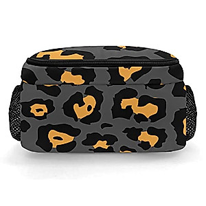 Anneunique Leopard Print Yellow Gray Backpack Custom Multifunctional Waterproof Laptop Bag for Travel Gift