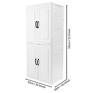 OUKANING Bedroom Storage Cabinets Plastic Clothes Storage Drawer Units with Wheels and Doors Multi-Layer Vertical Wardrobe Organizer for Bedroom Closet Living Room Entryway (22.4 x 15.7 x 51.6in)