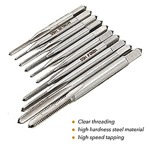 Saipe 10pcs Micro Taps Bit Small Hand Screw Thread Taps M1-M3.5 HSS Mini Metric Plug Tap Screw Tap Drill Tap Drill Set Tapping tool with Adjustable Tap Wrench 1/16-1/4''
