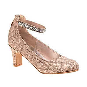 Badgley Mischka Girls Ankle Strap Dress Pumps (Big Kid), Silver, 2