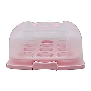 ZOAJU Pink Cake and Cupcake Carrier with Collapsible Handles, Portable Cake Holder Box Holds up to 11"(L) X 7"(W) Cake or Less for Transports Pies, Muffins, Cookies and Other Desserts