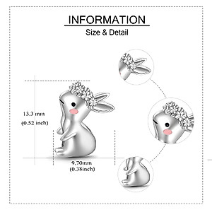 EXRANQO Rabbit Charms for Charms Bracelet 925 Sterling Silver Bunny Beads Birthday Presentsfor Animal Lovers and Women