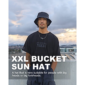 Extra Large Lightweight Bucket Sun Hat,Breathable Travel Cooling Hats,Outdoor Sun Hat for Big Heads 24.5"-25.5" Black