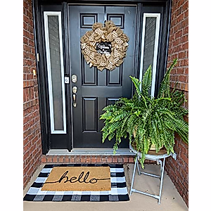 Buffalo Plaid Rug 2 x 3 ft Black White Checkered Door Mats for Entry Way, Front Porch, Kitchen, Farmhouse Carpet Cotton Washable Hand Woven Outdoor Rug