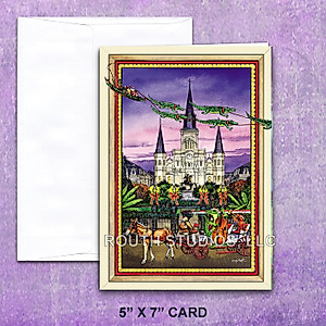 The ROUTH COLLECTION Louisiana Christmas Card with Recipe - Jazz at Jackson Square