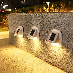 WONFAST Solar Outdoor Lights, Waterproof 8LED Solar Wall Light Lawn Fence Walkway Decorative Night Lamps for Home Pathway Street Courtyard Steps Garden Decoration (6Pack, Warm White)