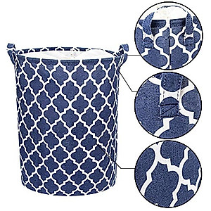 72L 23-inch Tall (2 Pack) Extra Large Laundry Basket Storage Hamper Drawstring Waterproof Round Linen Collapsible Storage Basket for Toy Organizer, Nursery Hamper, Bathroom, Blue