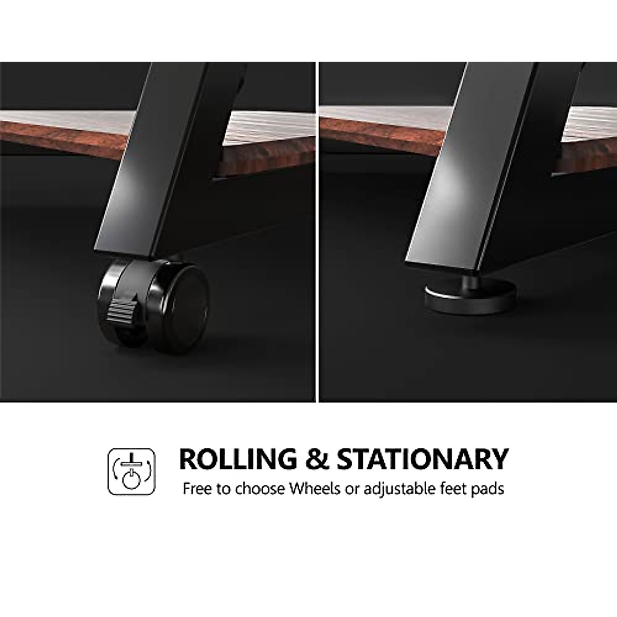 FITUEYES Design Corner TV Stand for 32 37 43 55 65 Inch TV, TV Cart Floor Stand with Mount for LCD/LED Flat Curved Screens, Modern Floor TV Stand with Wooden Storage Shelves, Eiffel Series