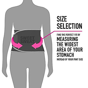 Sweet Sweat Waist Trimmer 'Xtra-Coverage' Belt | Premium Waist Trainer with more Torso Coverage for a Better Sweat! (Small) Black