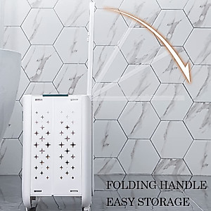 Laundry Baskets on Wheels, Laundry Trolley, Laundry Collector with 2 Layers, 2 Storage Baskets, Laundry Sorter for Bedroom, Bathroom for Clothes and Toys, Total 77L, Plastic, 75x34.5x26cm (New)