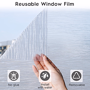 rabbitgoo Window Privacy Film Frosted Glass Film Removable Vinyl Door Coverings UV Blocking Decorative Static Cling Non-Adhesive Window Clings Sticker for Home Decor, 11.8 x 78.7 Inches