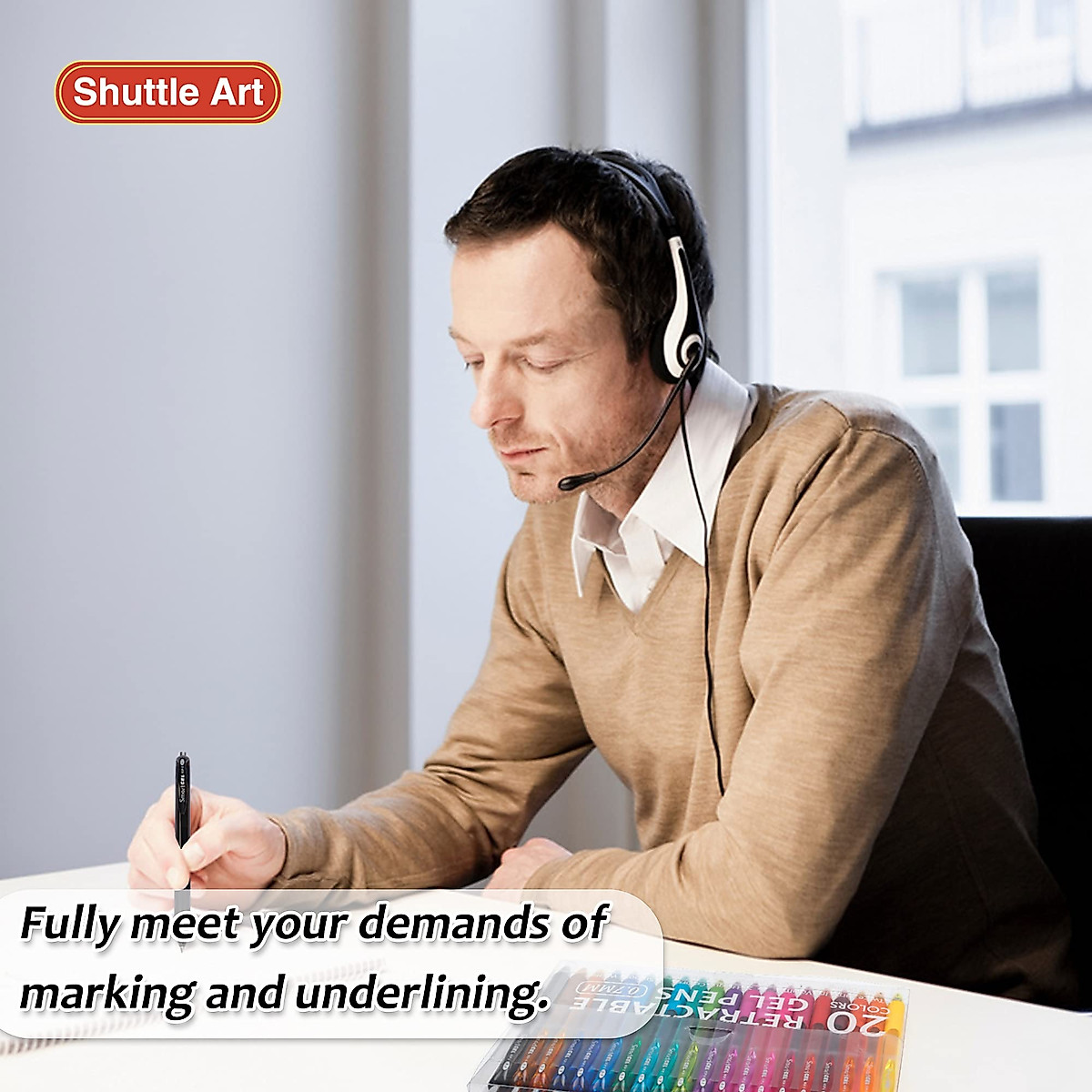 Colored Gel Pens, Shuttle Art 20 Colors Retractable Gel Ink Pens with Grip, Medium Point (0.7mm) Smooth Writing for Adults and Kids Writing Journaling Taking Notes Drawing at School Office Home