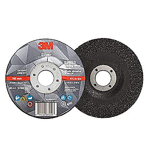 Cubitron II Silver Grinding Wheel, Depressed Center – for Right Angle Grinders – 4.5” Diameter x 1/4' Thick x 7/8” Arbor Hole – Type 27 – 87453 – Pack of 10