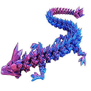 Qxbuhe 12inch 3D Printed Dragon Egg,Mystery Crystal Dragon Fidget Toys,Articulated Dragon,Home Desk Decor Easter Surprise Dinosaur Eggs,Adults Fidget Toys for Autism/ADHD (Laser Purple)