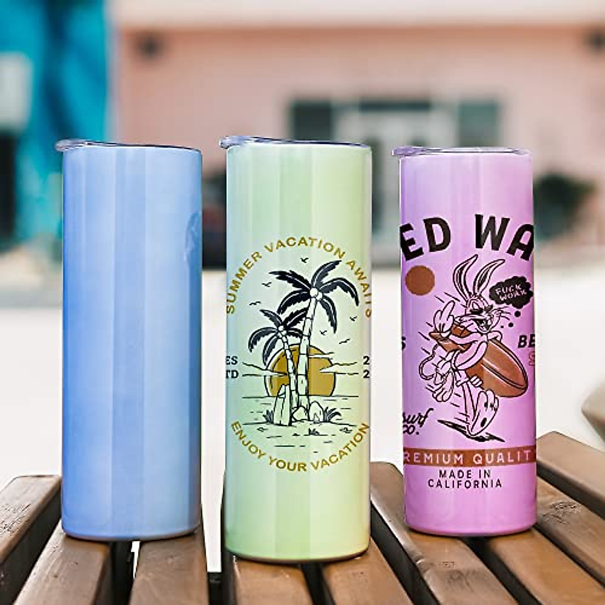 AGH 20 oz Glow in the Dark Sublimation Tumblers | UV Color Changing Sublimation Tumblers | Stainless Steel Vacuum Insulated Straight Skinny Tumblers with Lids and Straws | White to 6 Colors | 6 Pack