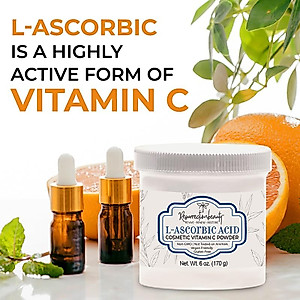100% Pure L-Ascorbic Acid (Cosmetic Vitamin C Powder for Face) to Make Your Own Premium Beauty Serum, Skincare Mask Treatment, Hyaluronic Serums with Vit C & DIY Facial Skin Care Products 6 OZ