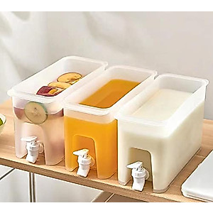 Plastic Drink Dispenser, Beverage Dispenser With Spigot, 1 Gallon Iced Juice Lemonade Dispenser For Party Daily Use, Milk Dispenser For Fridge Gallon, Small Water Dispensers