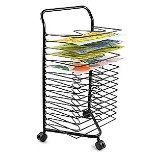 Lzttyee Art Drying Rack for Classroom Paint Drying Rack Art 16 Shelves Metal Artwork Storage Display Rack Art Drying Rack with Wheels for Classroom Painting Crafts (16 Shelves)