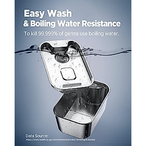 Ciays 61oz/1.8L Cat Water Fountain Stainless Steel Dog Water Bowl Dispenser Automatic Pet Water Fountain with Quiet Pump, Dishwasher Safe Design & Adjustable Water Flow for Cats, Dogs