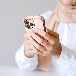 IDweel for iPhone 14 Pro Max Case,for iPhone 14 Pro Max with Screen Protector for Women, 3 in 1 Shockproof Slim Fit Hybrid Heavy Duty Hard PC Cover Soft Silicone Bumper Full Body Case,Rose Gold