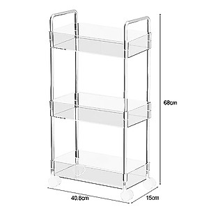 Meideli Storage Cabinet Rolling Cart Clear Bathroom Organizer Cart Storage Shelf Multi Layers Large Capacity Moveable Laundry Room Kitchen Organization Rack (Triple Layer, Atrovirens)