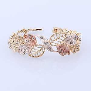 NA African Dubai Gold Jewelry Nigerian Crystal Necklace Hoop Earrings Ring Women Italian Bridal Jewelry Sets Wedding Accessories (Colorful)