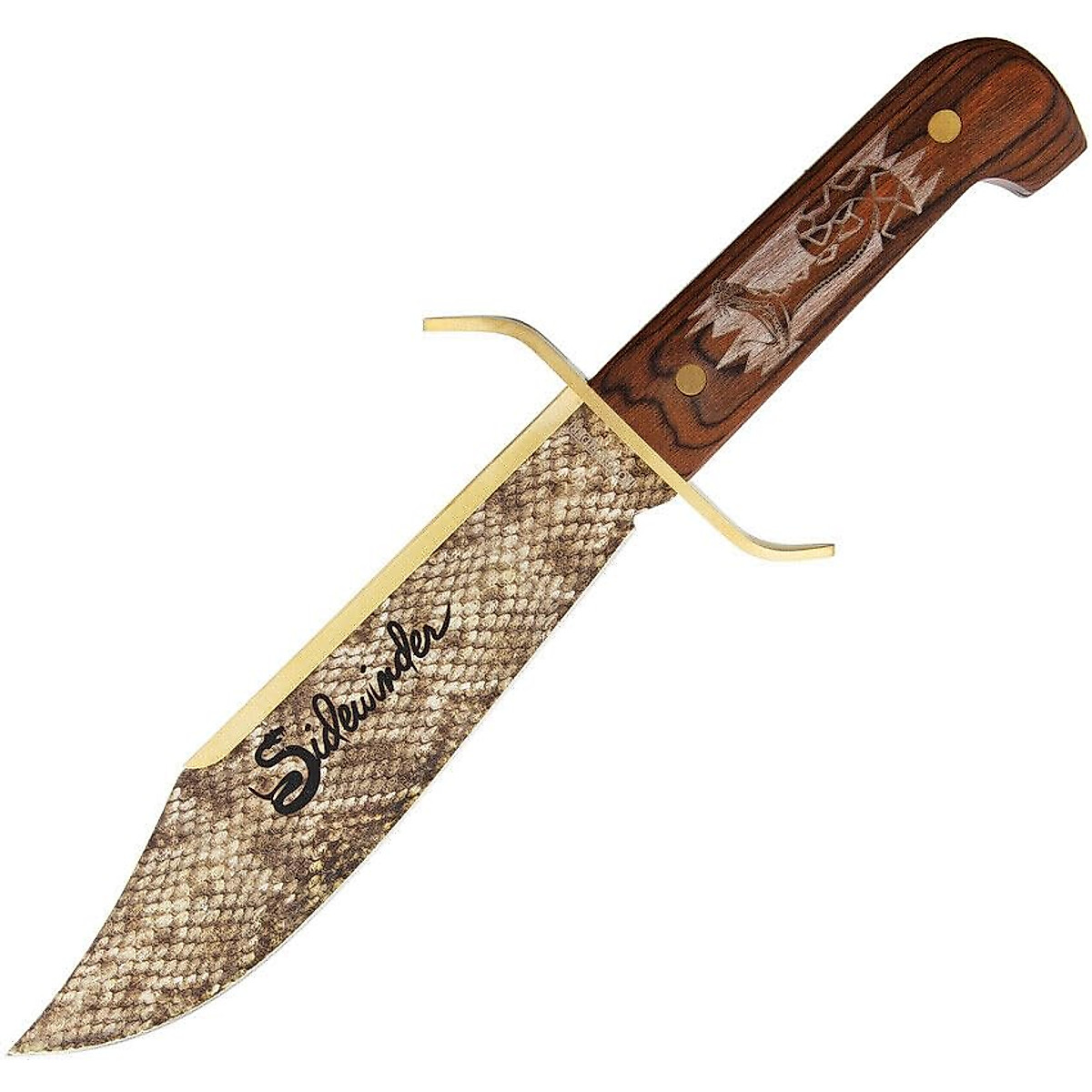 PIÑATAS OLE Sidewinder Bowie Snake Skin Fixed Blade Brown Wood Handle Knife 1601 871373116014