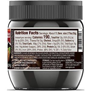 Nutio Dark Chocolate Hazelnut Spread - 26% Less Added Sugar, Palm Oil Free, Gluten Free, Non-GMO - 14 oz Glass Jar