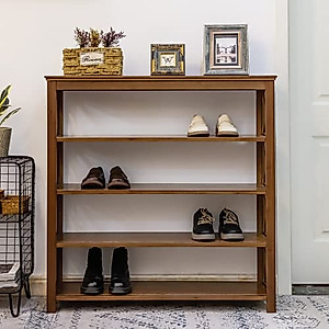 Bamworld Shoe Rack 5 Tier Wooden Storage Benches Rustic Solid Wood Free Standing Shoe Shelf for Entryway Hallway (R-Brown,39.4")