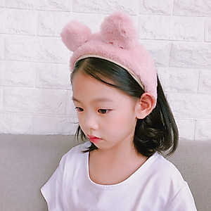 Lurrose 3pcs Animal Ear Headband Plush Makeup Headband Spa Headband Turban Cat Hair Band for Women Gilrs Washing Face Cosmetic Shower Sport