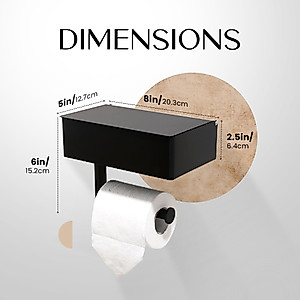 Day Moon™ Matte Black Toilet Paper Holder with Shelf, Wipe Holder for Bathroom Flushable Wipes Dispenser Toilet Paper and Wipes Holder Toilet Paper Holder with Storage, Toilet Paper Holder Wall Mount