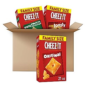 Cheez-It Cheese Crackers, Baked Snack Crackers, Lunch Snacks, Family Size, Variety Pack (3 Boxes)