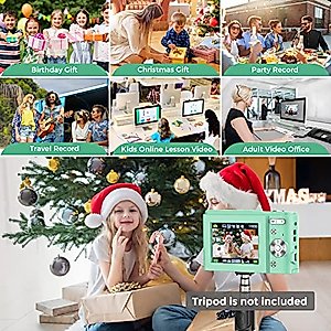 RUAHETIL Digital Camera, Autofocus FHD 1080P 48MP Kids Vlogging Camera with 32GB Memory Card, 2 Charging Modes 16X Zoom Compact Camera Point and Shoot Camera for Kids Teens (Green)