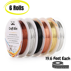 Mr. Pen- Beading Wire for Jewelry Making, 24 Gauge, 6 Rolls,19.6 Feet Each, Jewelry Wire, Wire for Jewelry Making, Beading Wire, Crafting Wire, Jewelry Making Wire, Bendable Wire