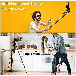 KINGJUE 71'' Camera Phone Tripod & Selfie Stick Compatible with Canon Nikon DSLR All Cell Phones with Universal Tablet Phone Holder Remote Shutter Bubble Level and Carry Bag Max Load 6.6LB