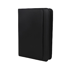 Freeprint Business Portfolio with Zipper 3 Ring Binder Organizer - PU Leather Folder Padfolio Document Organizer with Solar Calculator,Writing Pad