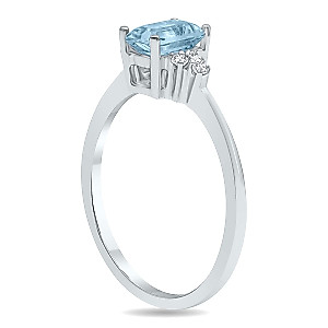 SZUL Aquamarine and Diamond Regal Ring in 10K White Gold