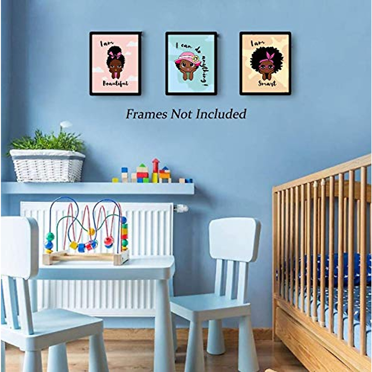 Black Girl Wall Art,Motivational Black Girl Wall Art,African American Girl Art Painting,Inspirational Black Girl Wall Art,Decor for Girls Bedroom,Wall Art for Girls Bedroom, Set of 4 - No Frame,8"x10"