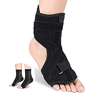 Ymiko Plantar Fasciitis Support Brace, Plantar Fasciitis Night Splint Foot Drop Orthotic Brace, Elastic Dorsal Night Splint with Compression Socks