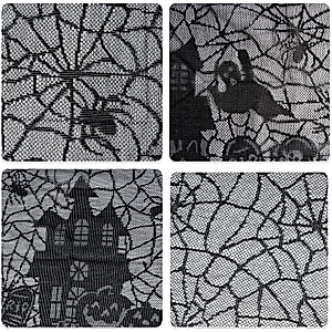 HOVEOX 1 Pack Halloween Tablecloth Halloween Spider Web Tablecloth Table Cover Black Lace Spider Web Table Cover for Halloween Party Decorations