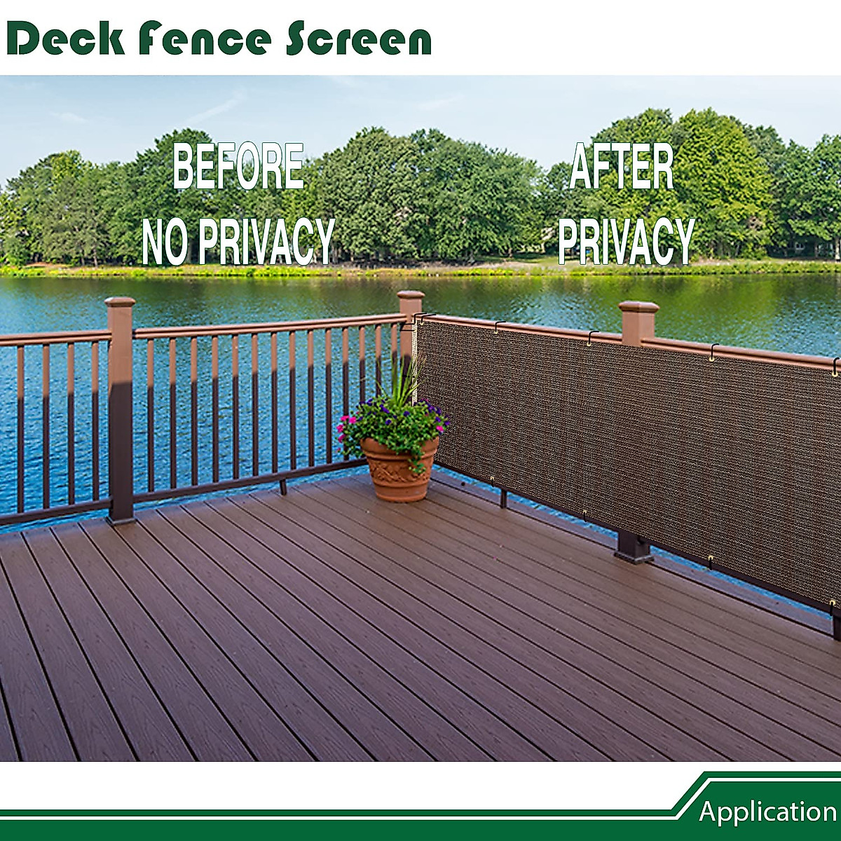 Goleray 3'x50' Brown Balcony Privacy Screen Fence Outdoor Patio Mesh Shade Net Cover, UV Protection Shade Cloth Temporary Fencing for Apartment Railing Porch Deck