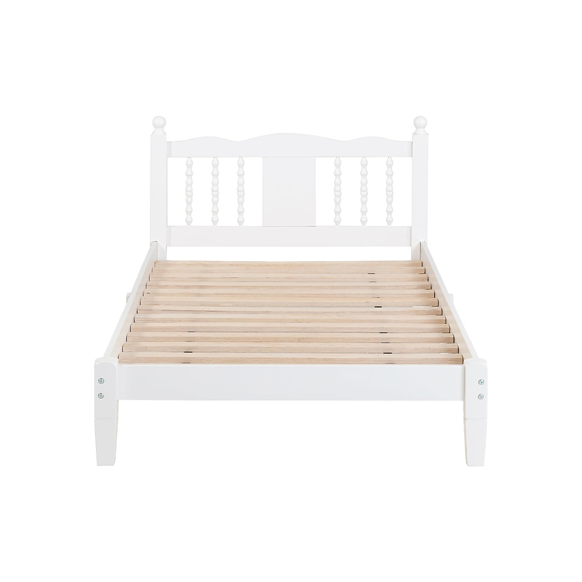 Bellemave Kids Twin Bed, Wooden Twin Platform Bed for Boys, Girls, Teens, Twin Size Bed Frames for Kids, White Twin Bed Frame, White