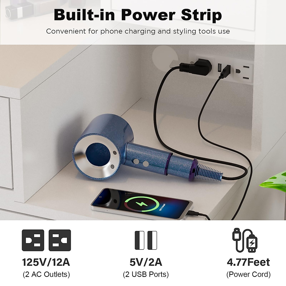 Likein Vanity Desk with Mirror and Lights - 7 Drawers Makeup Vanity with Charging Station, Vanity Table with Shelf, 2 Cabinets & Nightstand, 3 Lighting Modes Brightness Adjustable, Bedroom, White