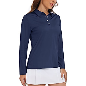 KEFITEVD Women's Polo Shirts Classic Design for Activewear Running Exercise Jersey Polo Shirt Dry Fit Golf Polo Shirt Womens Pullover Tops Navy