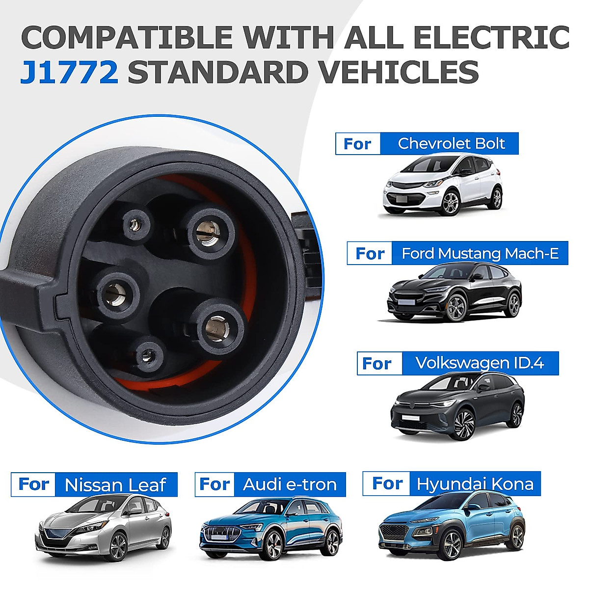 BougeRV Level 2 EV Charger Cable (32A, 25FT) Portable EVSE Electric Vehicle Charging Station (NEMA14-50) Waterproof Indoor/Outdoor Use
